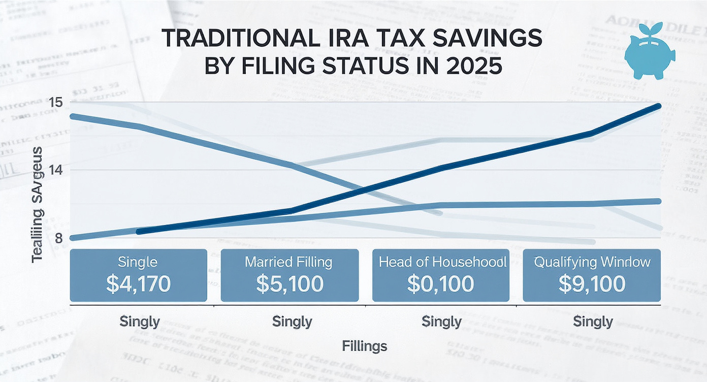 Traditional IRA Tax Savings by Filing Status in 2025